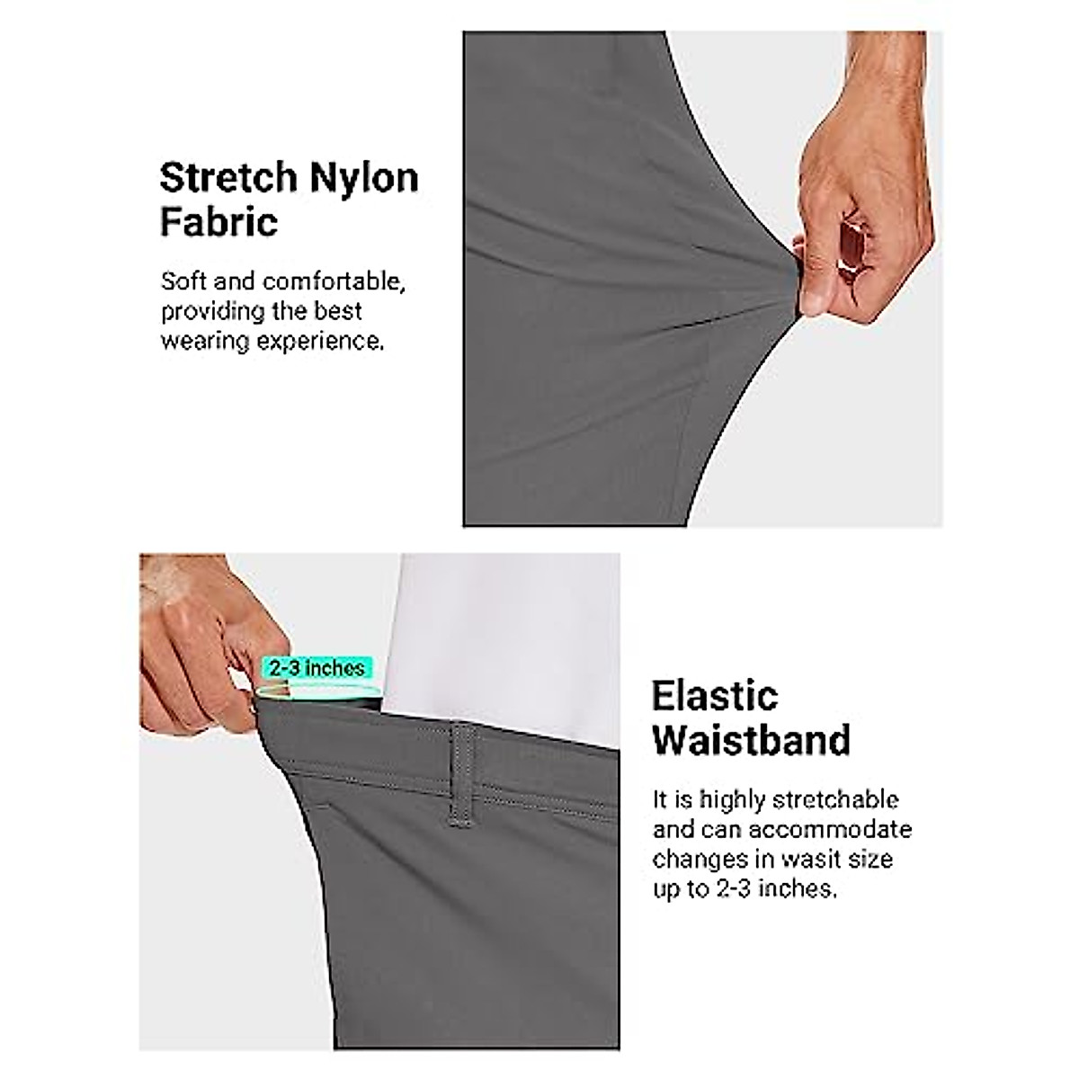 SPECIALMAGIC Golf Pants Men Stretch Slim fit Hiking Pants Lightweight Dress Casual Tapered Zipper Pockets 34 Grey