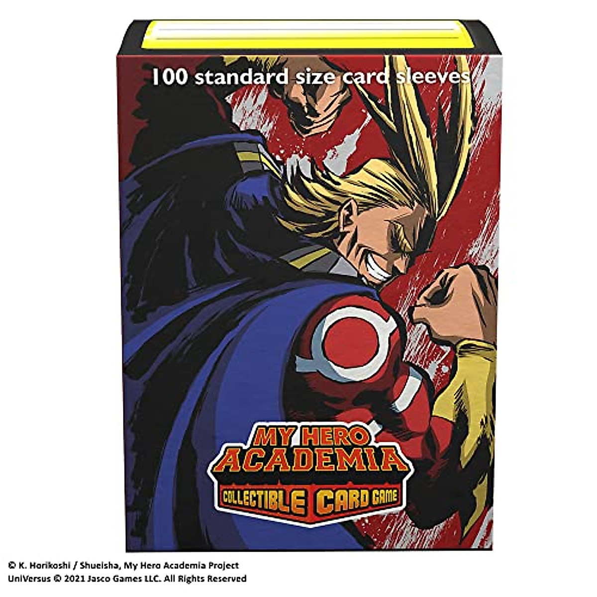 Jasco My Hero Academia Collectible Card Game All Might Flex Card Sleeves | 100 Dragon Shield Art Sleeves | Card Game Holder | PVC and Acid-Free | Designed for Use with TCG and LCG Games | Made