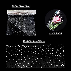 CMFYHM Clear Cellophane Wrap Roll(34" x 120’Ft) 3Mil Polka Dot Cellophane Roll, Cellophane Roll, Gift Wrap Roll, Cellophane Wrap for Gifts, Baskets, Flowers, Party Decorations