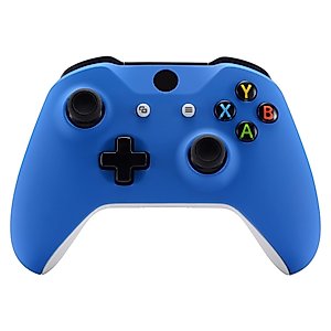 eXtremeRate Blue Soft Touch Front Housing Shell Case for Xbox One S/X Controller, Comfortable Replacement Kit Faceplate Cover for Xbox One Wireless Controller Model 1708 - Controller NOT Included