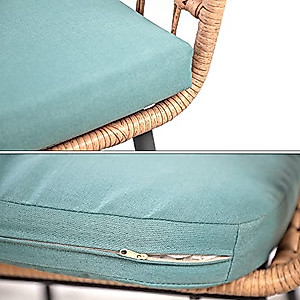 Yangming 3 Piece Patio Furniture Outdoor Conversation Bistro Set with Tempered Coffee Table and Wicker Chairs for Garden Balcony Backyard Yard Poolside, Green