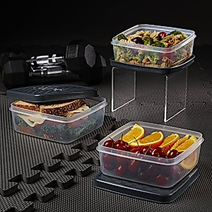 Fit & Fresh JAXX Set of Three Containers, Extra / Replacement Containers for FitPaks, Leak Proof, Reusable, BPA-Free, Square 2.75-Cup Capacity, Gray