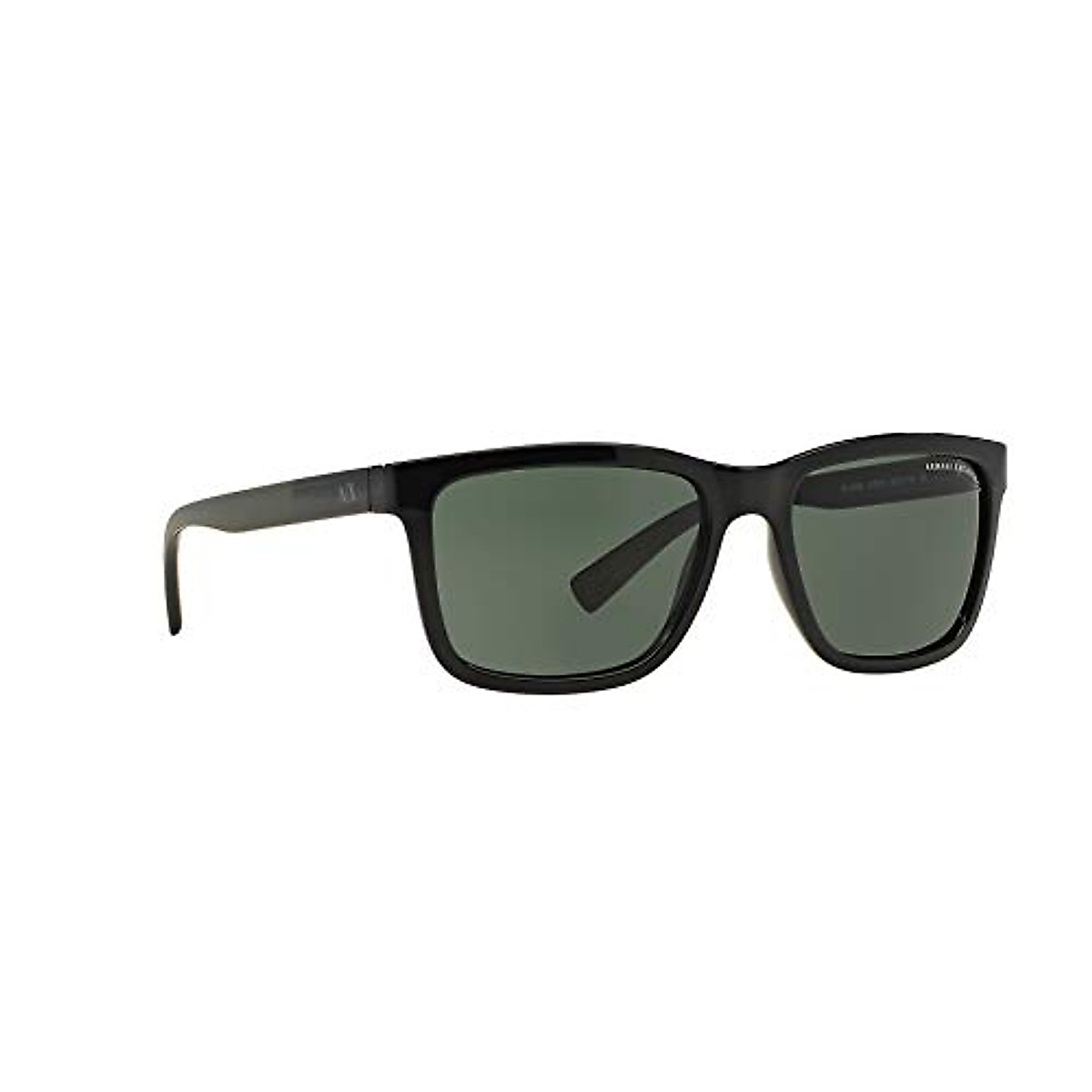 A|X ARMANI EXCHANGE Men's AX4045S Rectangular Sunglasses, Shiny Black/Green, 56 mm