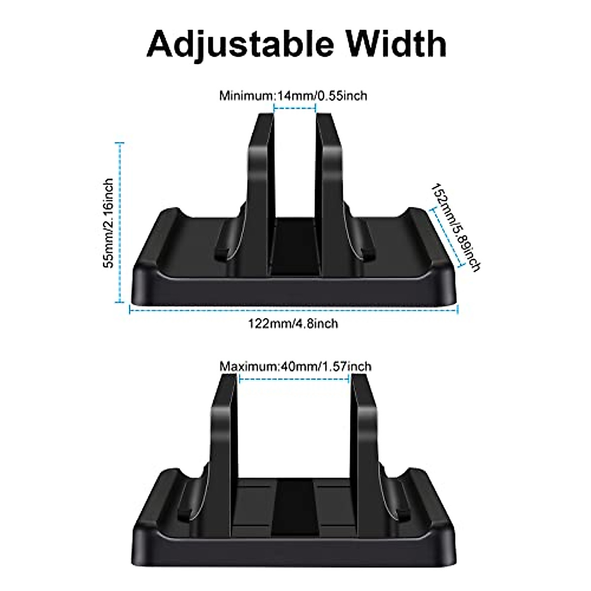 Dofuhem Vertical Laptop Stand Holder,Adjustable Plastic Desktop Notebook Dock,Space-Saving for All MacBook/Surface/Samsung/HP/Dell/Chrome Book,Black