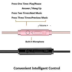 Earbuds Wired with Microphone Headphones Ear Buds,2 Pack Metal Earphones Mic with Volume Control Bass Noise Isolating(Rose Black)