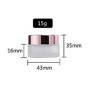 Clear Frosted Round Glass Jar With Rose Gold Lid, Empty Small Sample Travel Size Cosmetic Containers Pot For Eye gel Face Cream Makeup Beauty Products Oil Salve Ointment DIY Slime (15g / 0.5 oz, 3