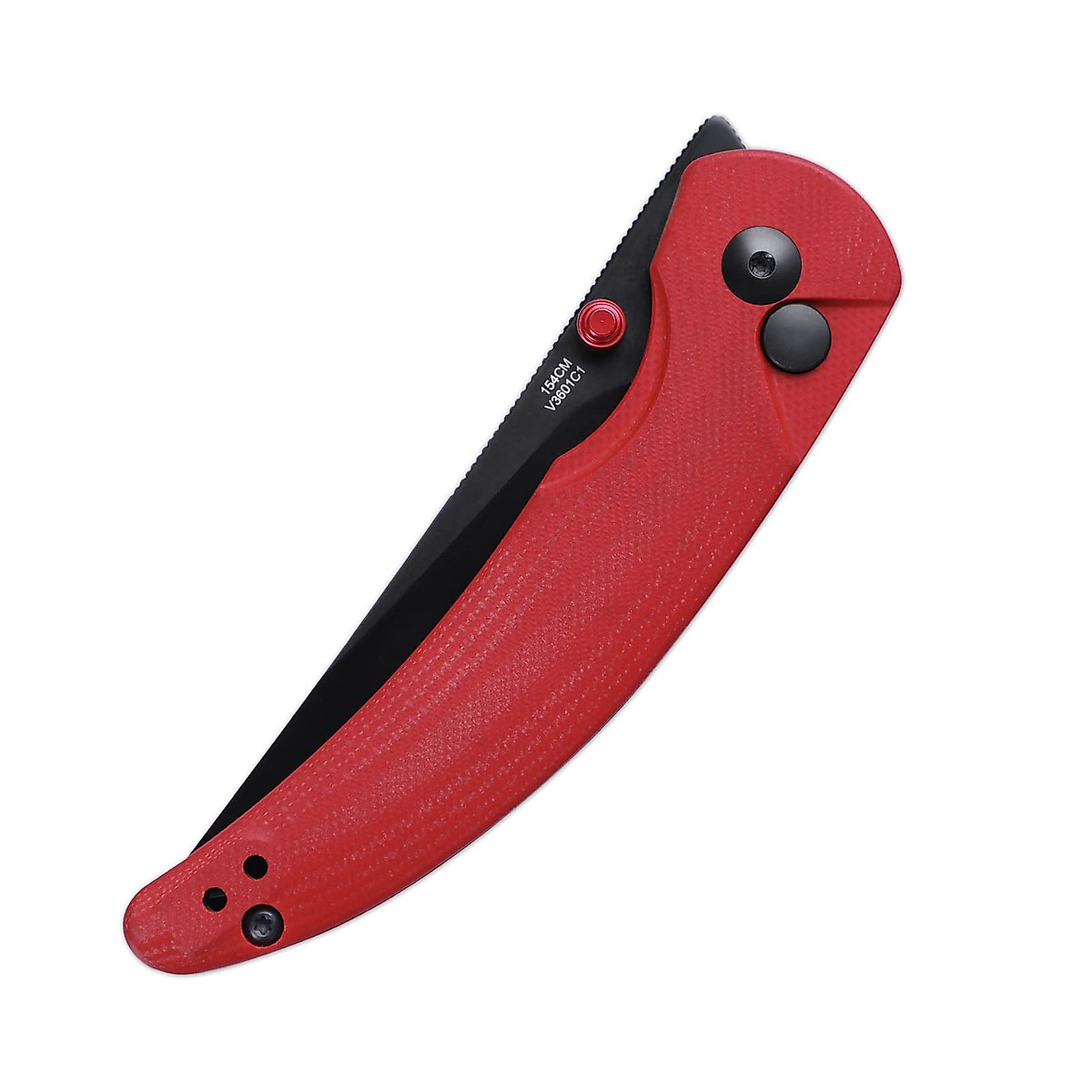Kizer Chili Pepper Red Pocket Knife, 3 Inch 154CM Black Blade Folding Knife with G10 Handle for EDC, V3601C1