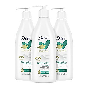 Dove Body Love Fragrance Free Lotion for Rough or Dry Skin Sensitive Care Soothes and Comfort, White, 13.5 Oz, Pack of 3