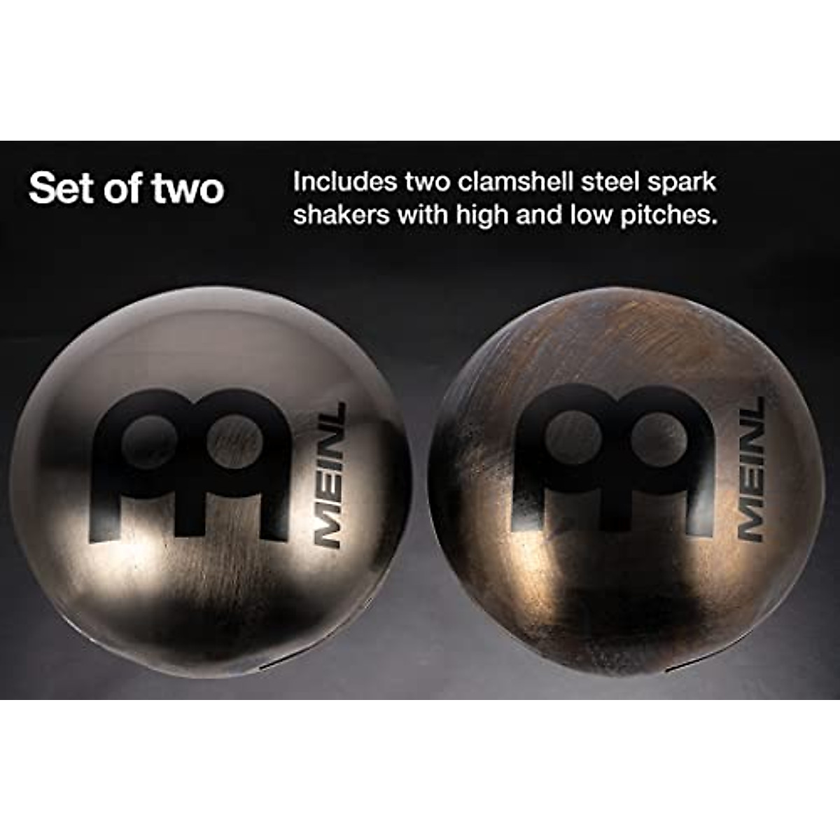 Meinl Percussion SH22 Clamshell Steel Spark Shaker, Set of Two