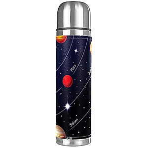 Stainless Steel Vacuum Insulated Mug, Solar System Print Thermos Water Bottle for Hot and Cold Drinks Kids Adults 17 Oz