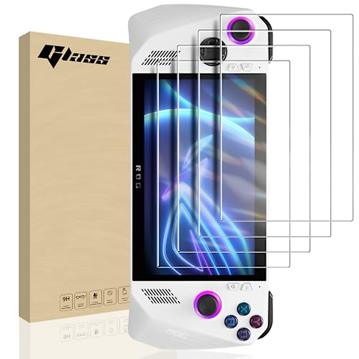 WYQLTD 4 Pack for ASUS ROG Ally 2023 Screen Protector Tempered Glass, 9H Hardness High Definition Scratch and Shatterproof