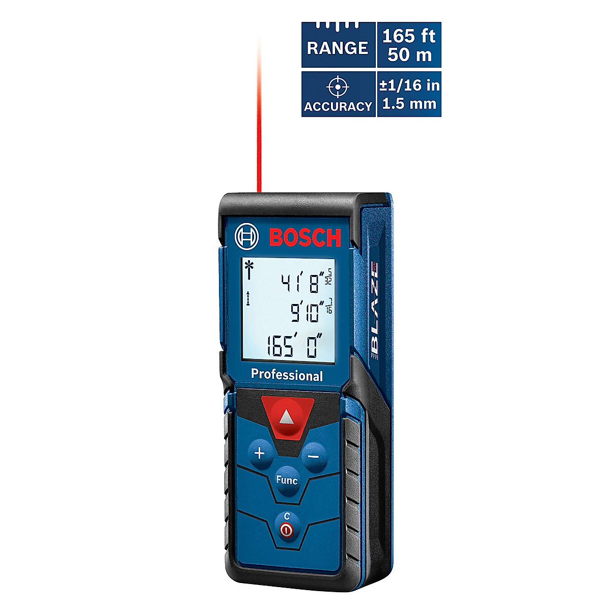 Bosch Blaze Pro GLM165-40 165ft Laser Distance Measure with Color Backlit Display & Slice 10400 Box Cutter, 3 Position Manual Button with Ceramic Blade