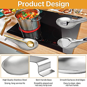 Lainballow 6 Pcs Stainless Steel Spoon Rest, Spatula Ladle Holder, Metal Utensil Rest, Silver Spatula Rest for Kitchen Countertop, Stove Top (Dishwasher Safe)