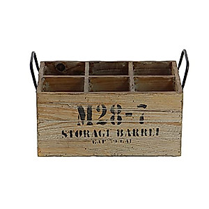 Deco 79 Wood 6 Bottle Wine Holder with Handles, 16" x 9" x 8", Brown