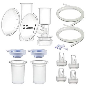 Maymom Pump Parts Compatible with Ameda Purely Yours Pumps MYA Joy; Incl. Silicone Membrane, Duckbill, Tubing, Flange; Replaces Ameda Spare Parts Kit (Flange 25 mm)