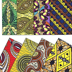 8 Pieces African Print Fabric 19.7x15.7inch/50x40cm Bohemian Ankara Ethnic Pattern Fat Quarters Fabric Bundle, Multicolored African Precut Patchwork for Face Covering Make Sewing DIY Quilting Supplies