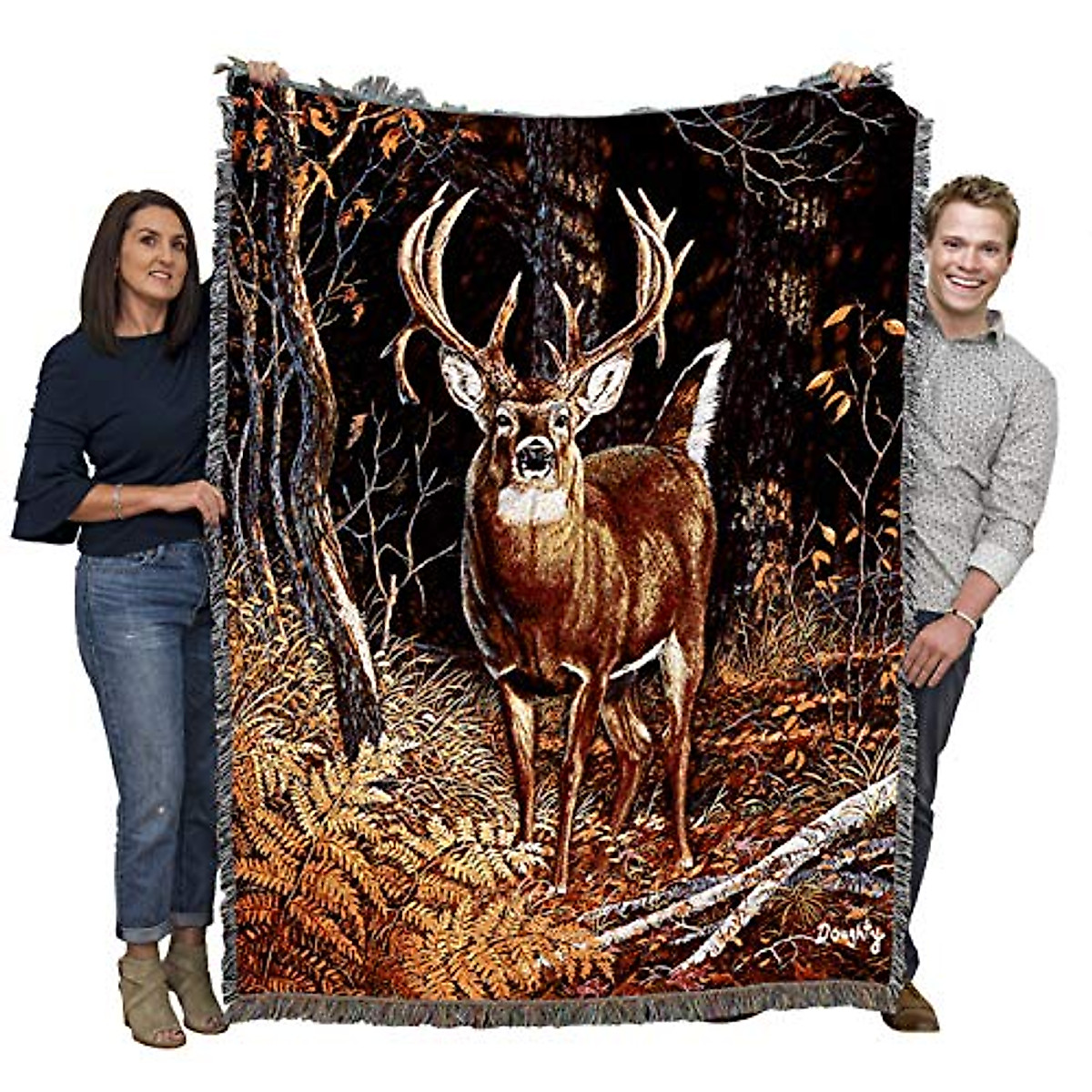 Pure Country Weavers Bad Attitude Deer Blanket by Terry Doughty - Wildlife Lodge Cabin Gift Tapestry Throw Woven from Cotton - Made in The USA (72x54)