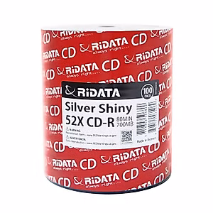 1800 Pack Ridata CD-R 52X 700MB 80Min Silver Shiny Blank Media Recordable Disc