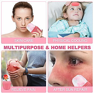 WETANG Ice Face Roller, Brighten Skin, Reusable Ice Mold for Face, Ice for Face to Tighten Skin, Silicone Ice Holder for Face, Icing Skincare Gift for Women (Pink)