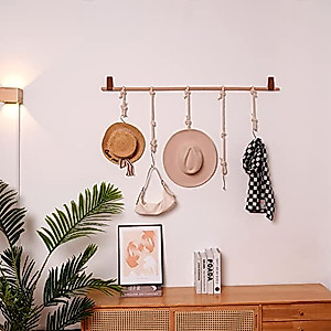 EVOLVEOVER Hat Holder Organizer Boho Wall Hanging Hat Rack Fedora Cowboy Hat Storage Baseball Cap Hanger Macrame Display Shelf Bohemian Hooks