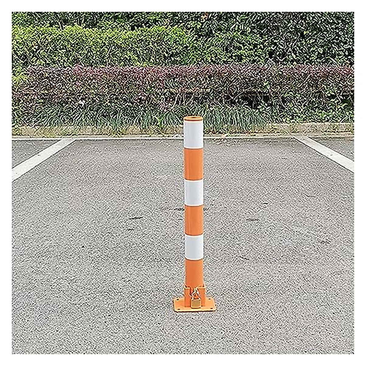 BYZOMU Safety Bollard Post, Driveway Garage Security Post Barrier, Folding Car Car Parking Space Lock Bollard, with 4 Free Anchor Bolts for Traffic-Sensitive Area