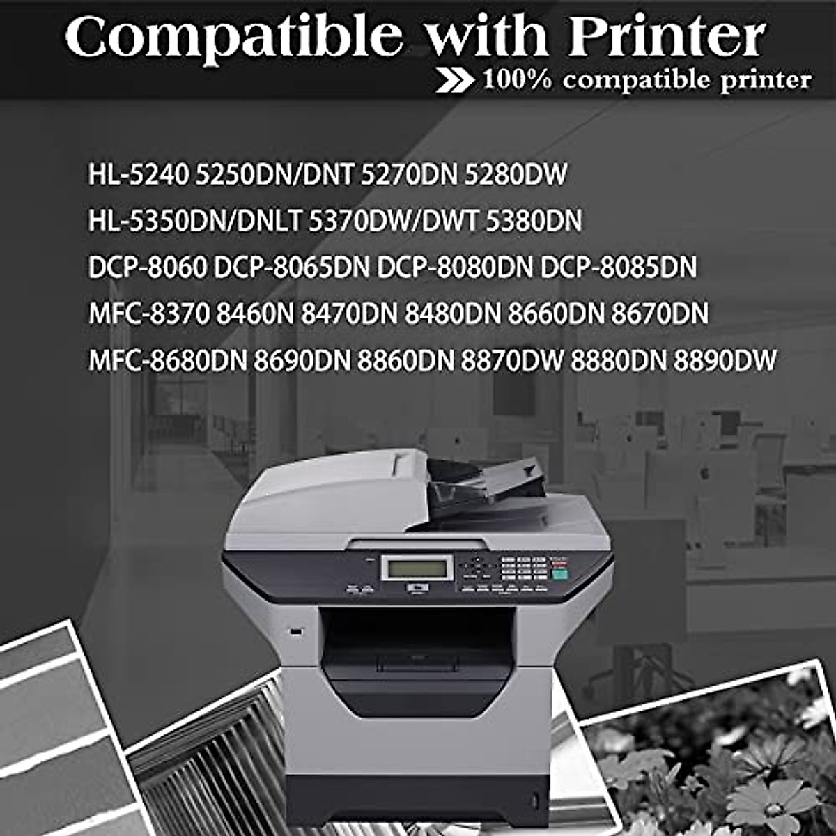 1-Pack Black Compatible Toner Cartridge Replacement for Brother TN550 TN-550 TN550BK High Yield to use with HL-5370DW, HL-5340D, DCP-8060, DCP-8065DN, HL-5240, HL-5250DN, MFC-8660DN Printer