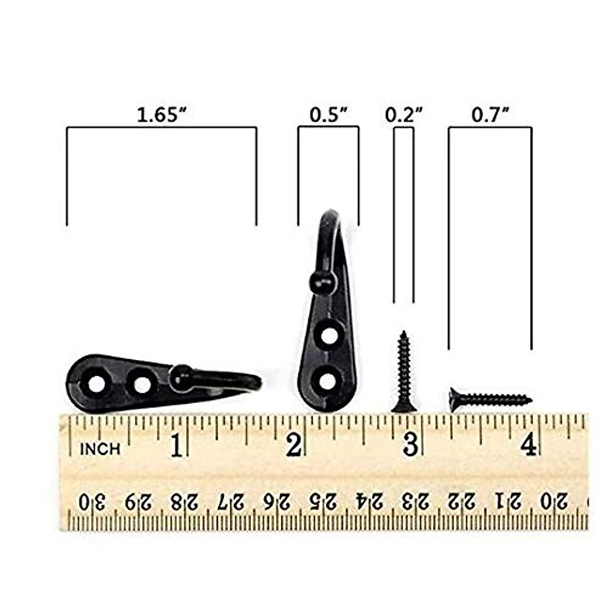 BfyBest 25 Pieces Wall Mounted Coat Hook Robe Hooks Cloth Hanger Coat Hanger Coat Hooks Rustic Hooks and 50 Pieces Screws for Bath Kitchen Garage Single Coat Hanger (Black Color)