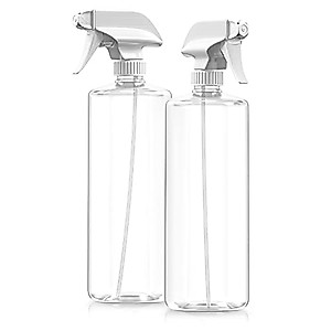 Bar5F Plastic Spray Bottles with Mixor Trigger, 32 oz | Professional, Leak Proof, Empty, Adjustable Fine to Powerful Sprayer, Refillable | Water Plants, Cleaning Solutions | Crystal Clear | Pack of 3