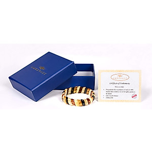 AMBERAGE Natural Baltic Amber Stretch Bracelet for Women - Hand Made from Polished/Certified Baltic Amber Beads(Multi)