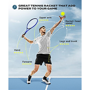 HIRALIY Adult Recreational 2 Players Tennis Rackets,27 Inch Super Lightweight Racquets for Student Training and Beginners, Racket Set Outdoor Games
