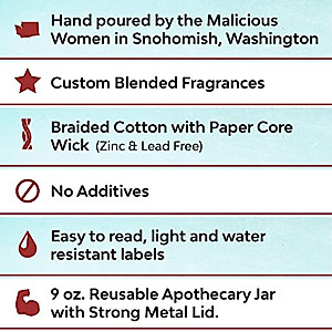 Malicious Women Candle Co - Queen of Damn Near Everything, Rebel Rose Infused with Superiority, All-Natural Soy Candle, 9 oz