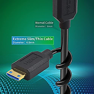 Dutttek 8K Mini HDMI to Mini HDMI Coiled Cable, 48Gbps Mini HDMI 2.1 Cable, Extreme Slim/Thin Mini hdmi Male to Male Coiled Cable, for TV Box or Disk Player 1.2M