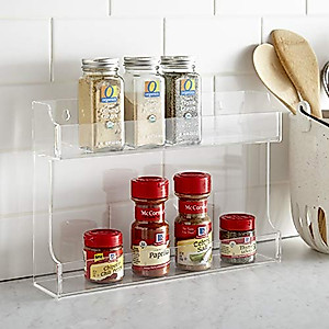 Huang Acrylic Clear Two Shelf Spice Rack Organizer, Cabinet Mount Potential