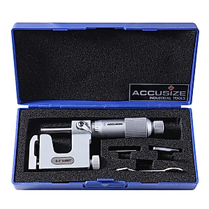 Accusize Industrial Tools 0-1'' x 0.0001'' Multi Anvil Micrometer in Fitted Box, P101-S100