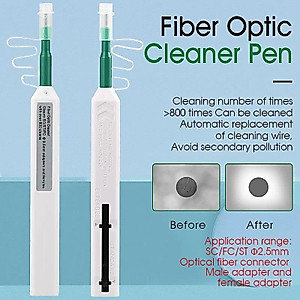 Fiber Optic Connector Cleaning Pen,2PCS Fiber Optic Cleaner Pen for 2.5mm Ferrules SC,FC,ST,SC/APC and FC/APC,800+ Clean Times