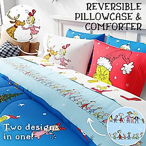 Franco Grinch by Dr. Seuss Holiday & Christmas Bedding Super Soft Comforter and Sheet Set with Sham, 7 Piece King Size (Official Dr. Seuss Product)