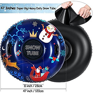 Snow Tube Inflatable Snow Sled - 47 inches Heavy-Duty Snow Tube for Adults, Super Thick 0.7mm PVC Snow Tubes Inflatable Float for Winter Outdoor Sledding, Perfect Christmas/New Year Gift