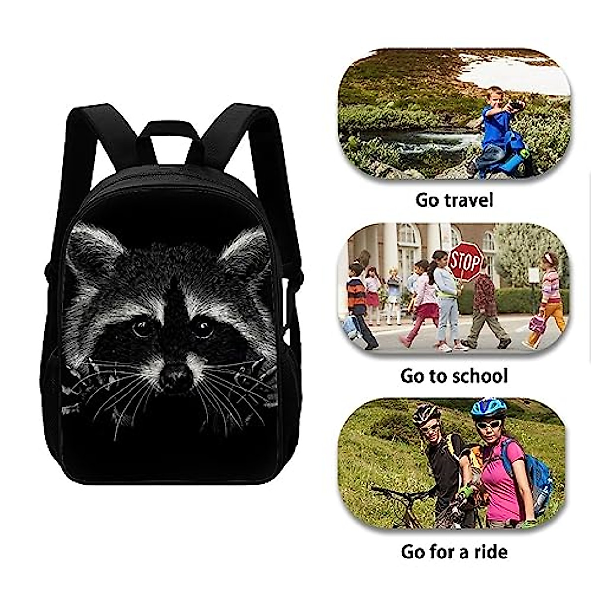 Mumeson Animal Raccoon Print Schoolbags Lightweight Back to School Supplies Bookbags Laptop Backpack Large 17 Inches Backpack Daypack
