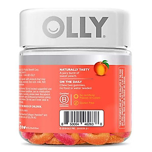 OLLY Collagen Gummy Rings! 30 Gummies Peach Peach Bellini Flavor! Formulated with Bioactive Collagen Peptides! Reduce Fine Lines and Boost Skin Resilience! Choose Your Pack! (2 Pack)