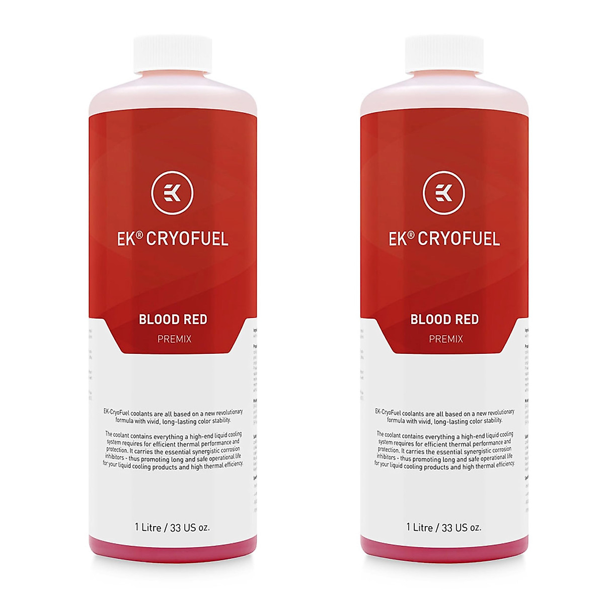 EKWB EK-CryoFuel Premix PC Coolant, 1000mL, Blood Red, 2-Pack