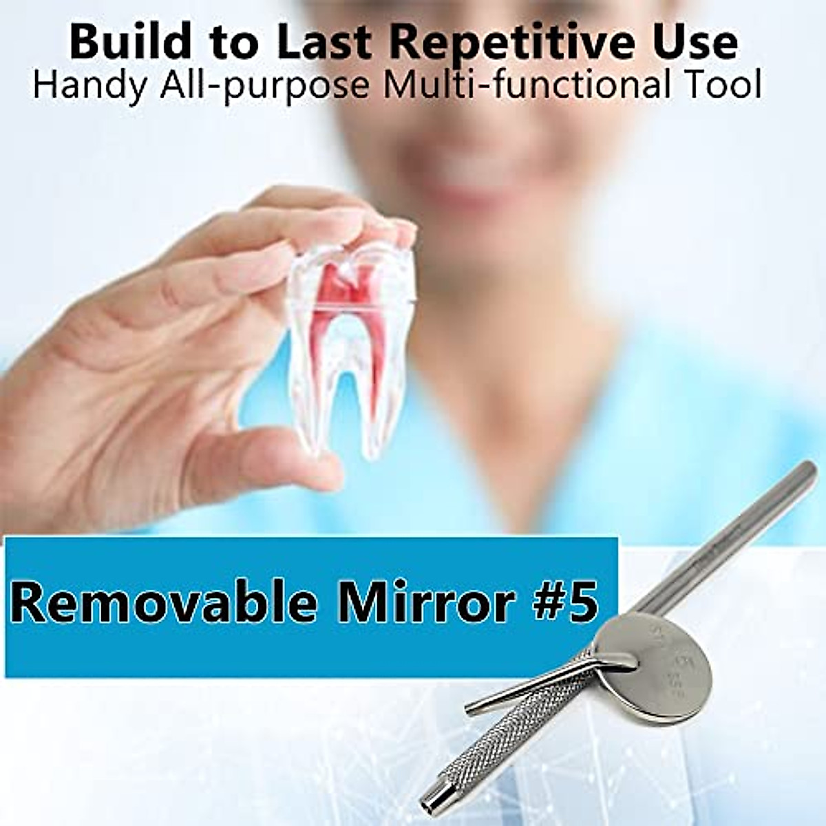 Stainless Steel Dental Mirror #5 with Handle 6.5", Dentist Tool for Teeth Cleaning Inspection