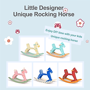 KRAND Wooden Rocking Horse Baby Ride On Toy for Toddlers Solid Wood Classic Design with Comfortable Pedal and Safe Backrest Ideal Gift for Kids (Classic, White)