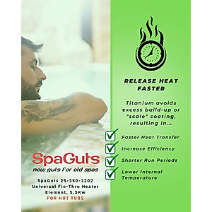 SpaGuts 25-150-1202 Universal Flo-Thru Heater Element, 5.5Kw, Titanium