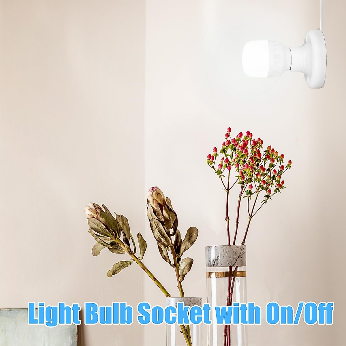 1 Pcs 9.84 ft Light Socket with Cord E26/ E27 Light Bulb Socket with On/Off Switch Hanging Light Cord Extension,for Garage Installation Lighting (1)