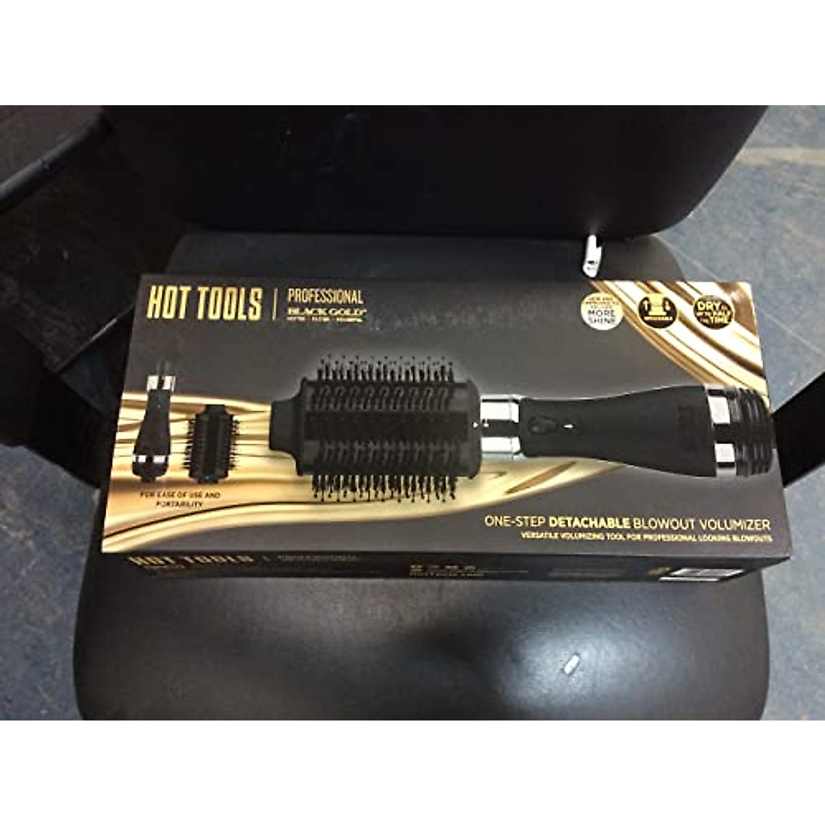 HOT TOOLS Professional Black Gold Detachable One-Step Volumizer and Hair Dryer, 2.8 inch Barrel