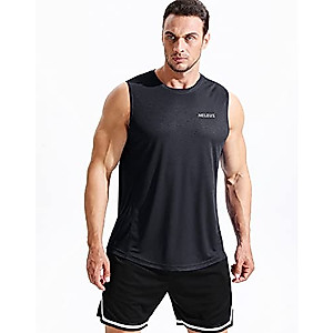 NELEUS Men's 3 Pack Muscle Workout Tank Top for Gym Running,5042,Black,Grey,Olive Green,L,EU XL