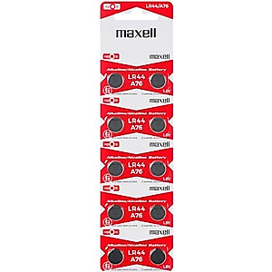 Maxell LR44 (A76) Batteries, 10 Count (775011)
