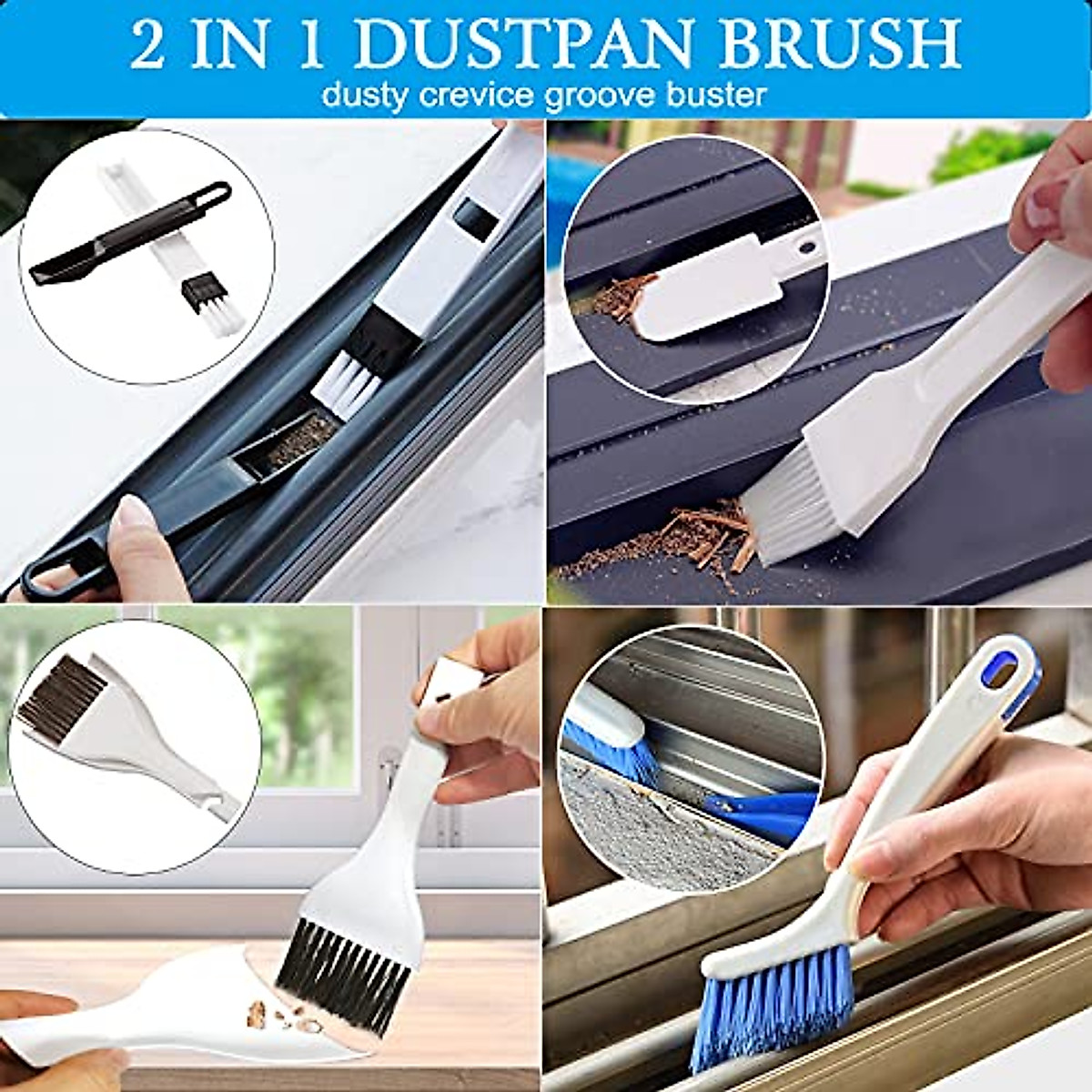 Blue Top Household Cleaning Brushes 10-Piece Set Window Crevice Cleaning Tool for Narrow Gap,Magic Window Sill Cleaning Tool for Slide Door,Tile Lines,Shutter,Air Conditioner,Keyboard,Vents