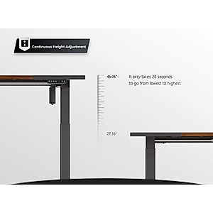 FEZIBO Height Adjustable Electric Standing Desk with Pencil Holder, 48 x 24 Inches Stand Up Desk, Sit Stand Desk with Black and Espresso Top and Black Frame