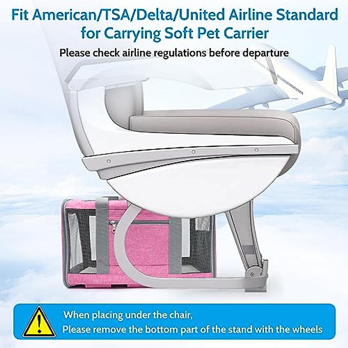 Cat Carrier, Dog Carrier Airline Approved【Fit American/TSA/Delta/United Airline】 for Small Dogs or Large Cat, Cat Bag Carrier with Wheels, Folding Pet Carrier Under Seat for Walking Travel Vet Visits